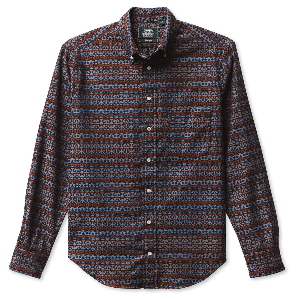 Gitman Vintage Alexander Girard Sepia & Silver Woven Brocade Shirt